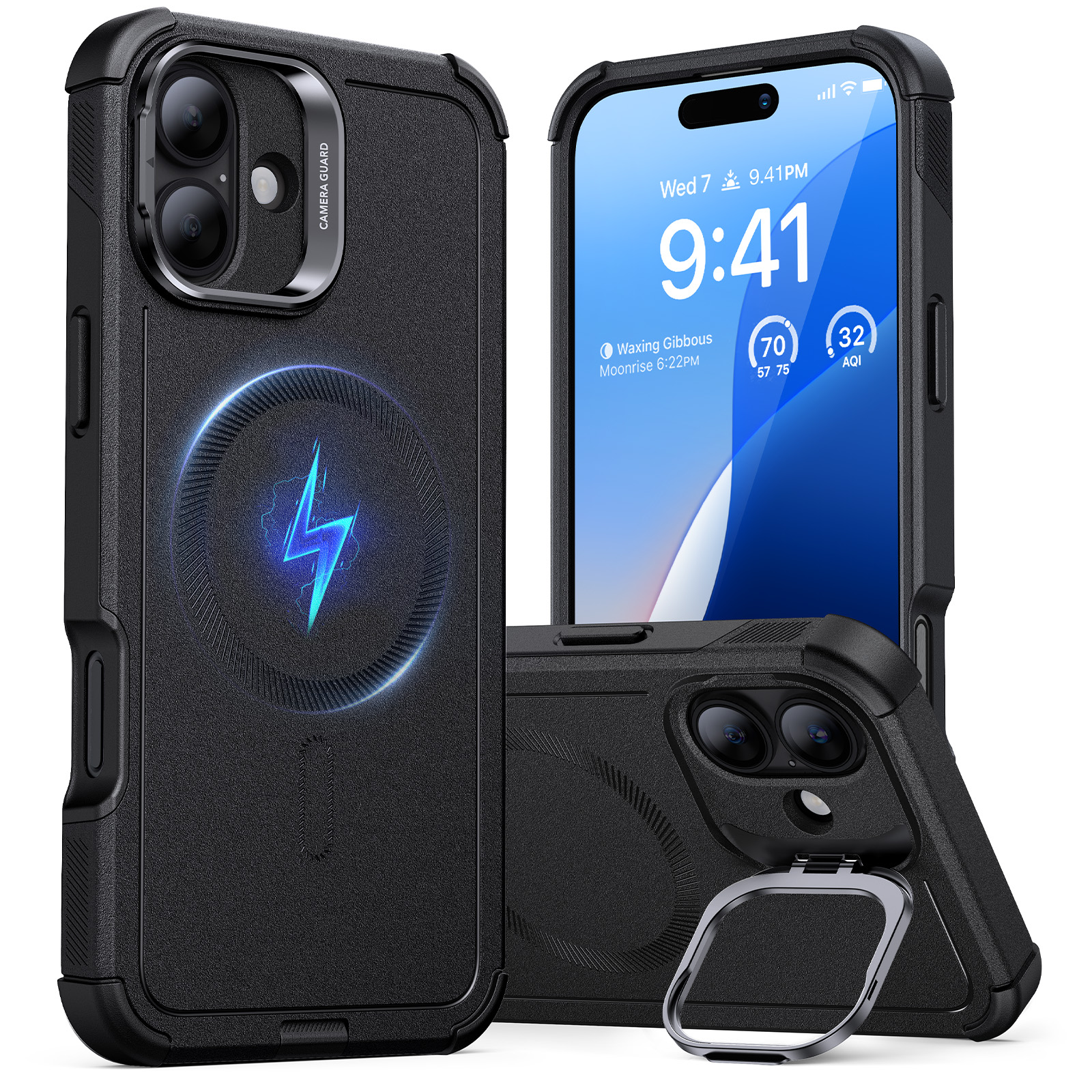 ESR Cyber Tough Case with Stash Stand (HaloLock) iPhone 16 – ナイコム株式会社
